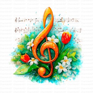 Watercolor Music Notes Clipart, 18 Music Wall Art, Music Note ...