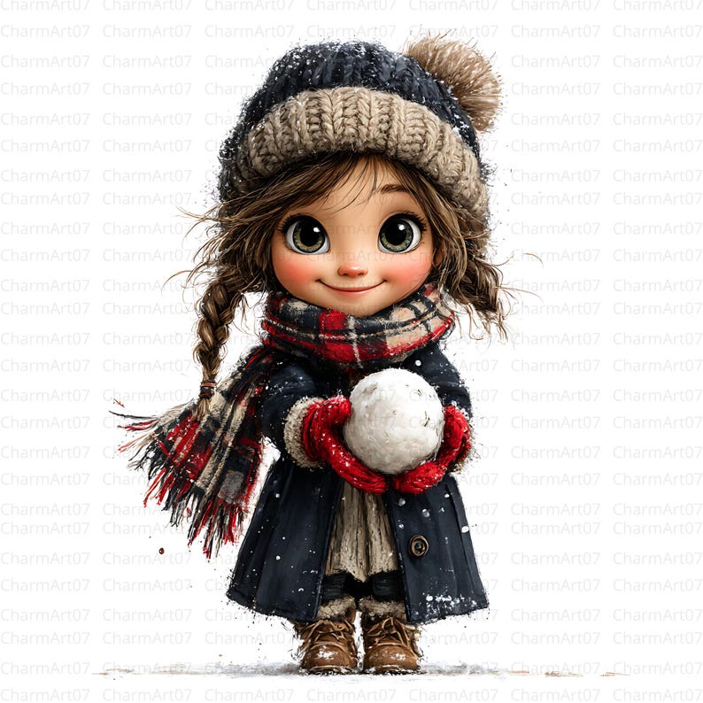 20 Watercolor Winter Girl Clipart: Festive Holiday Designs (JPG ...
