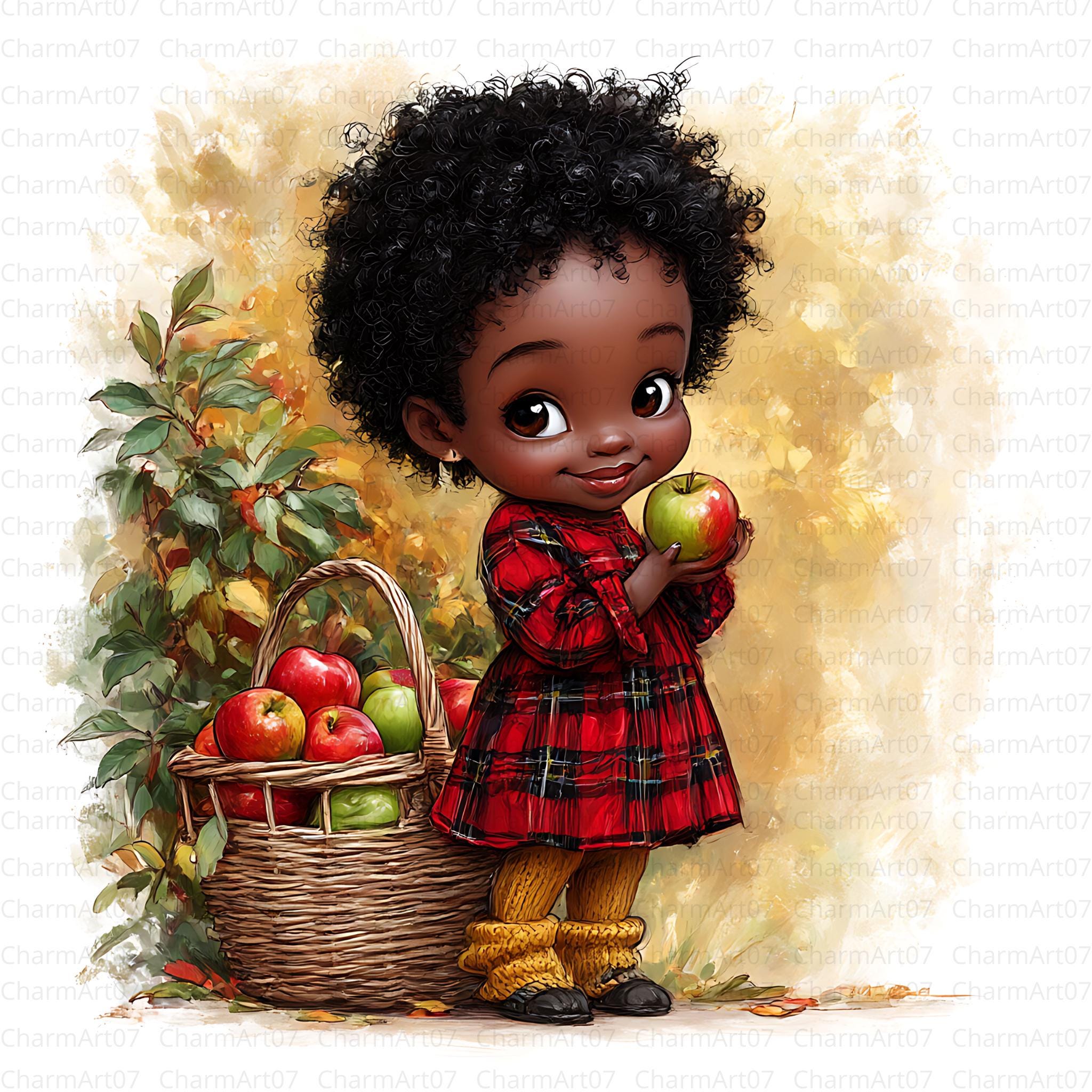 Black Girl Autumn Clipart, Watercolor Leaves PNG (instant Download) - Etsy