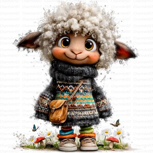 Watercolor Sheep Clip Art Bundle: Quirky Farm Animals (digital Download ...