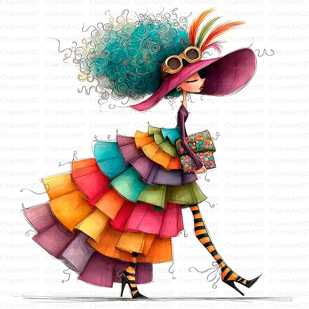 Watercolor Lady Clipart: Elegant Whimsical Art (digital Download, 14 ...