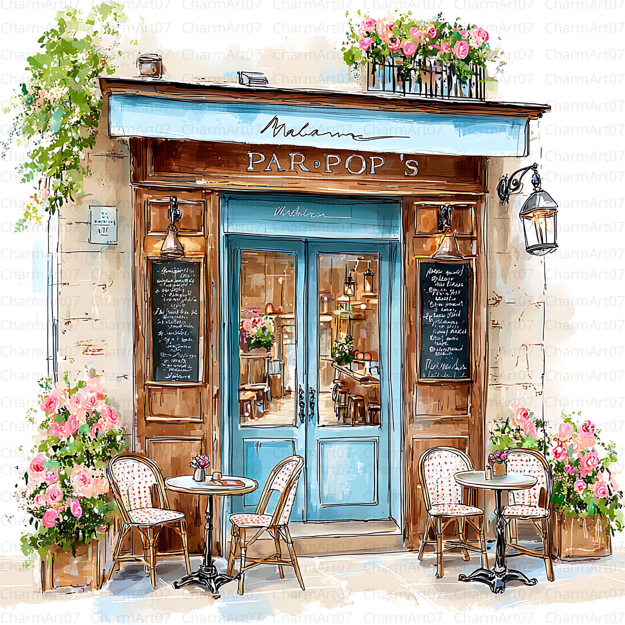 Paris Cafe Watercolor Clipart, Printable Parisian Art (JPG) - Etsy