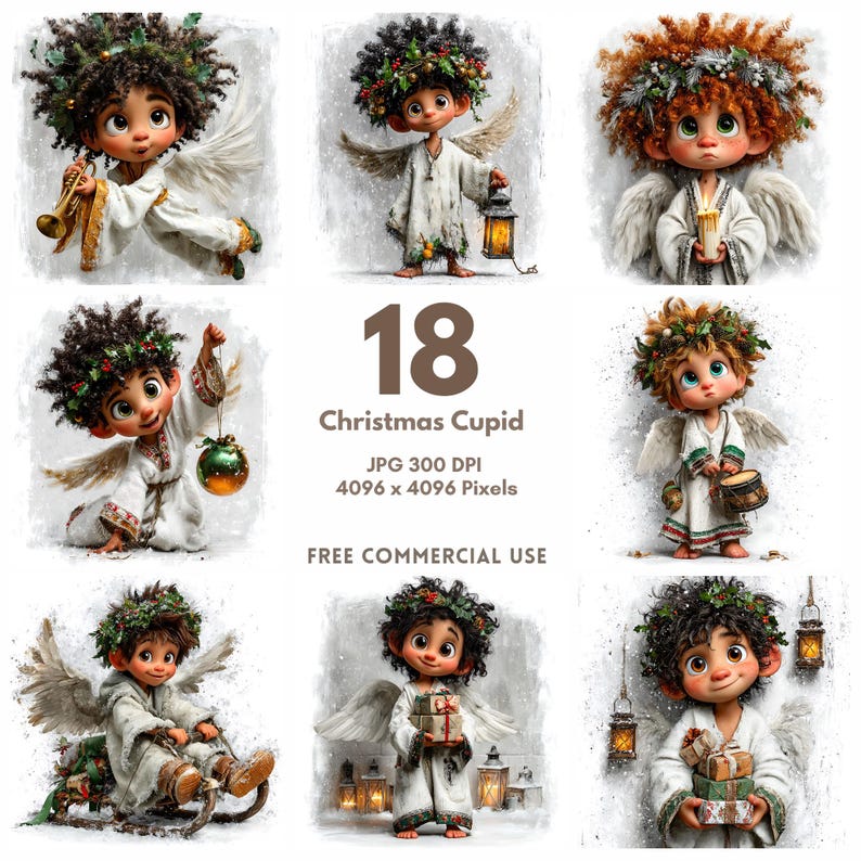 Christmas Cupid Ephemera: Victorian Scrapbooking Art (digital Download ...