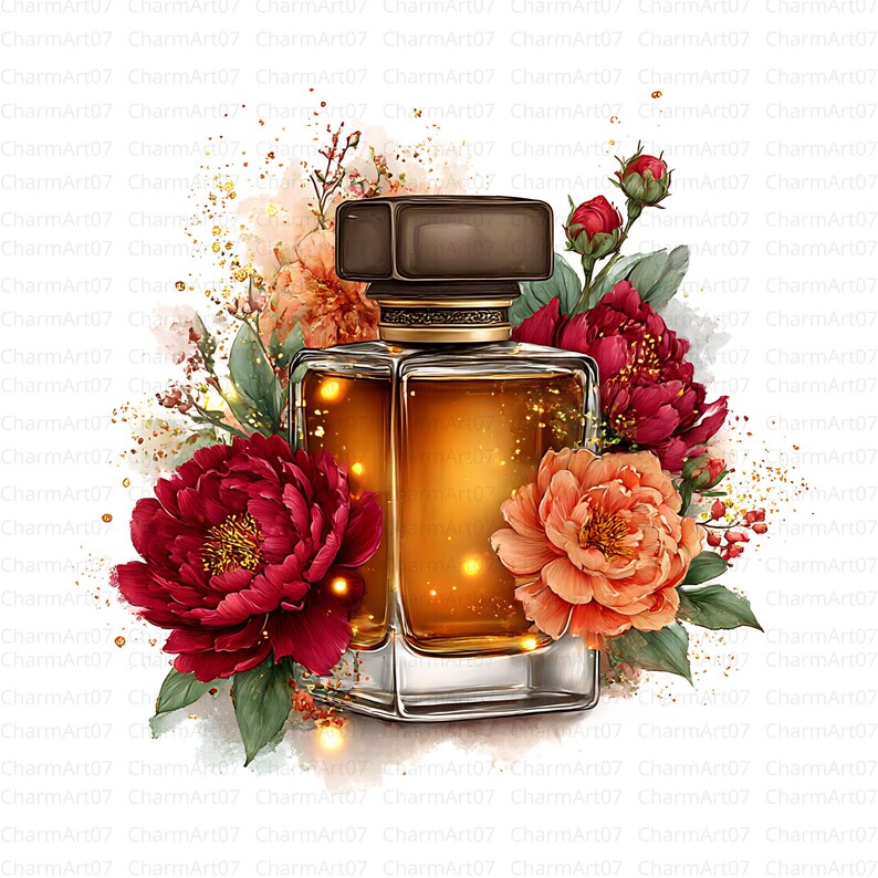 20 Floral Perfume Bottle Clipart: Watercolor Perfumes Set (digital ...