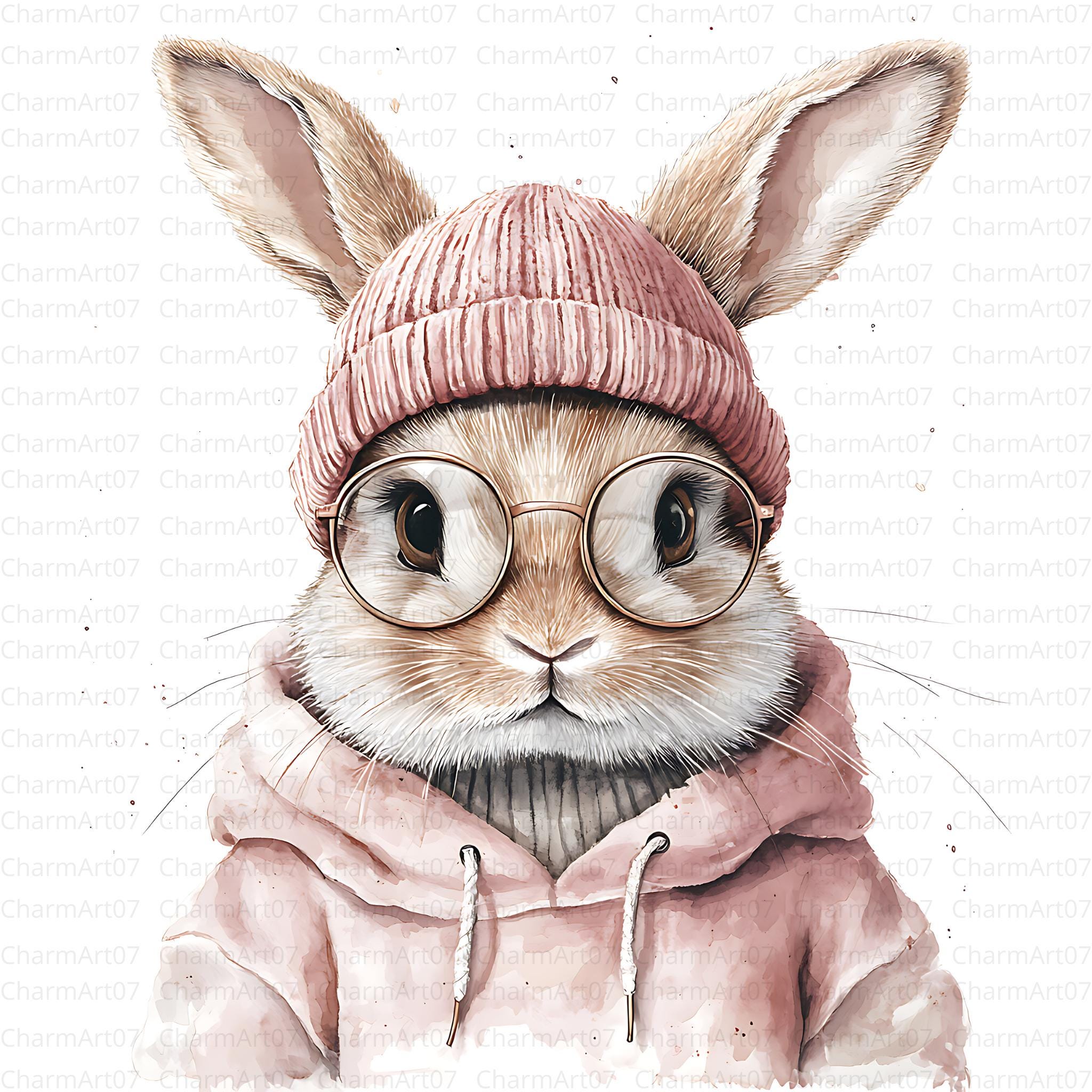 13 Watercolor Bunny Clipart, Rabbit Clipart, Nursery Animal Clipart ...