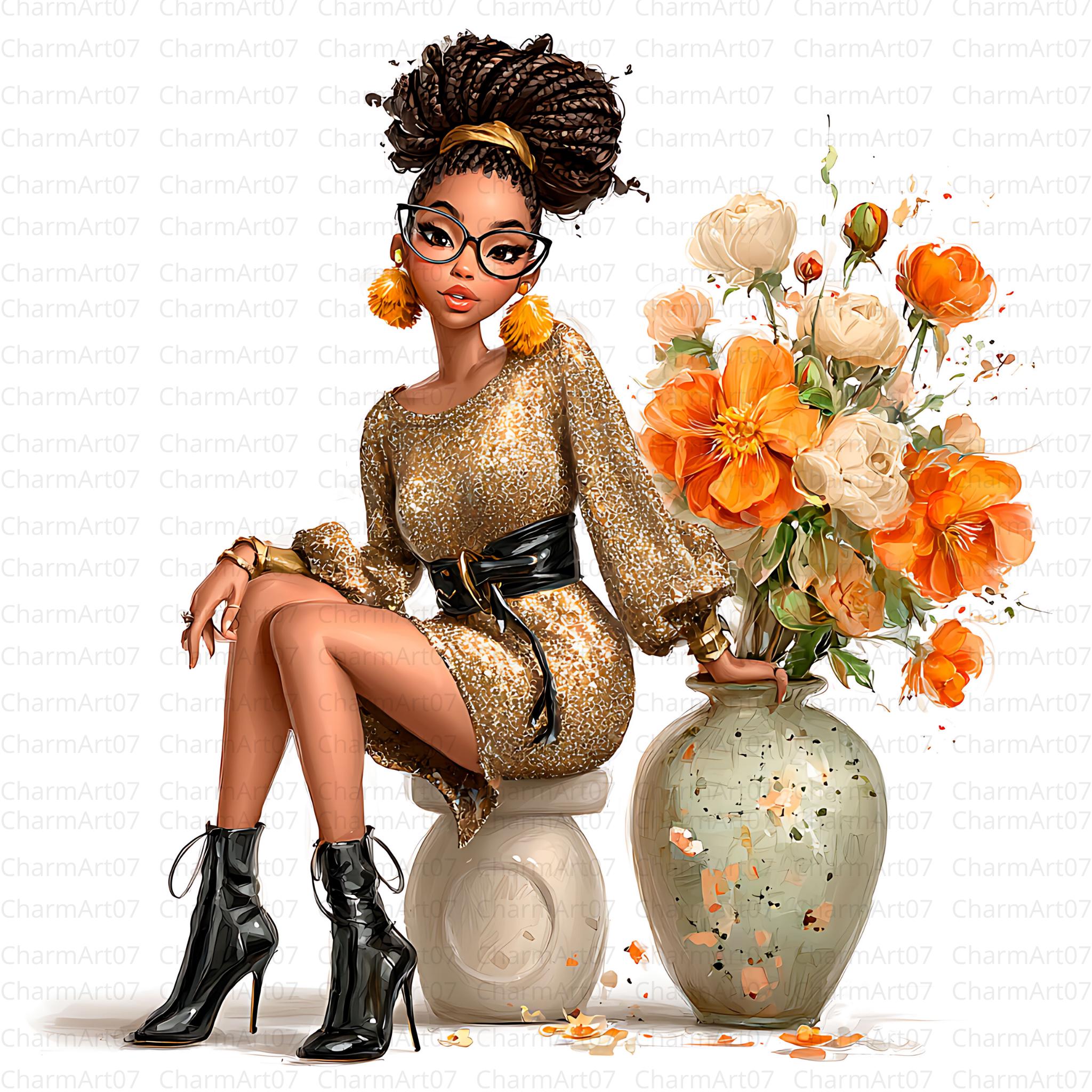 Black Girl Clipart Bundle: Watercolor Fashion Illustrations (digital ...