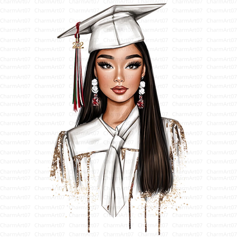 24 Graduation Girl Clipart, Watercolor Grad Designs (JPG Digital ...