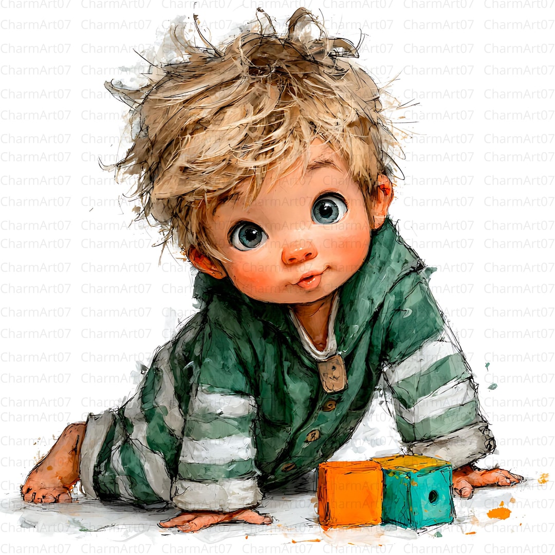 Watercolor Baby Boy Clipart Bundle, Scrapbooking Images (digital ...