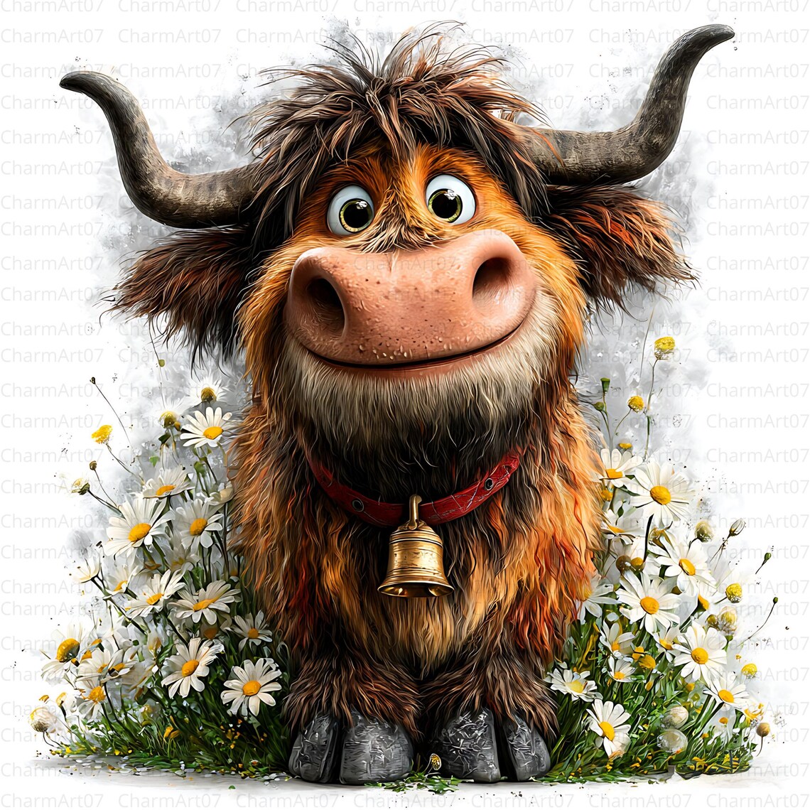 Quirky Highland Cow Clipart: Funny Watercolor Farm Animal (JPG) - Etsy