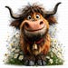 Quirky Highland Cow Clipart: Funny Watercolor Farm Animal (JPG) - Etsy