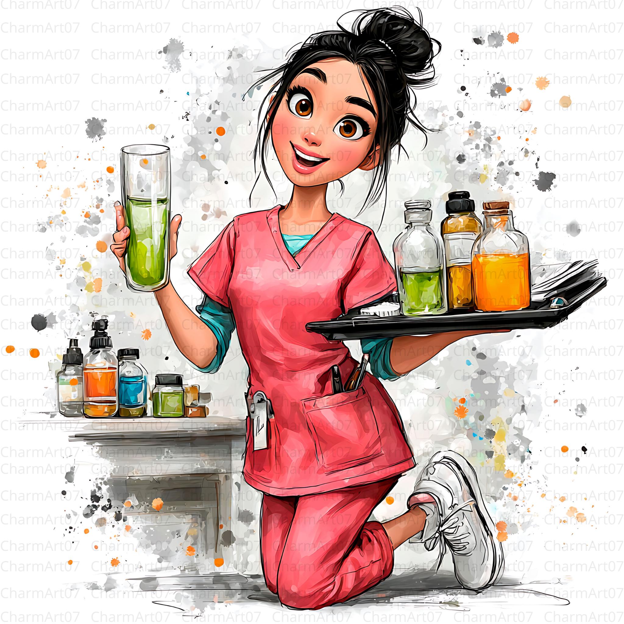 Whimsical Nurse Clipart Bundle: Medical Girls, Doctor Clip Art (JPG ...
