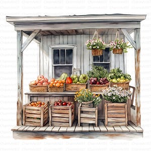 Watercolor Farmers Market Clipart: Fruits, Vegetables (instant Download ...