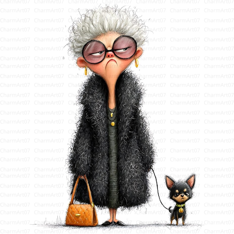 Grumpy Old Lady Clipart: Funny Grandma JPG Images (digital Download) - Etsy