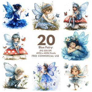 20 Blue Fairy Clipart ,spring Fairies Clip Art, Watercolor Fairies ...