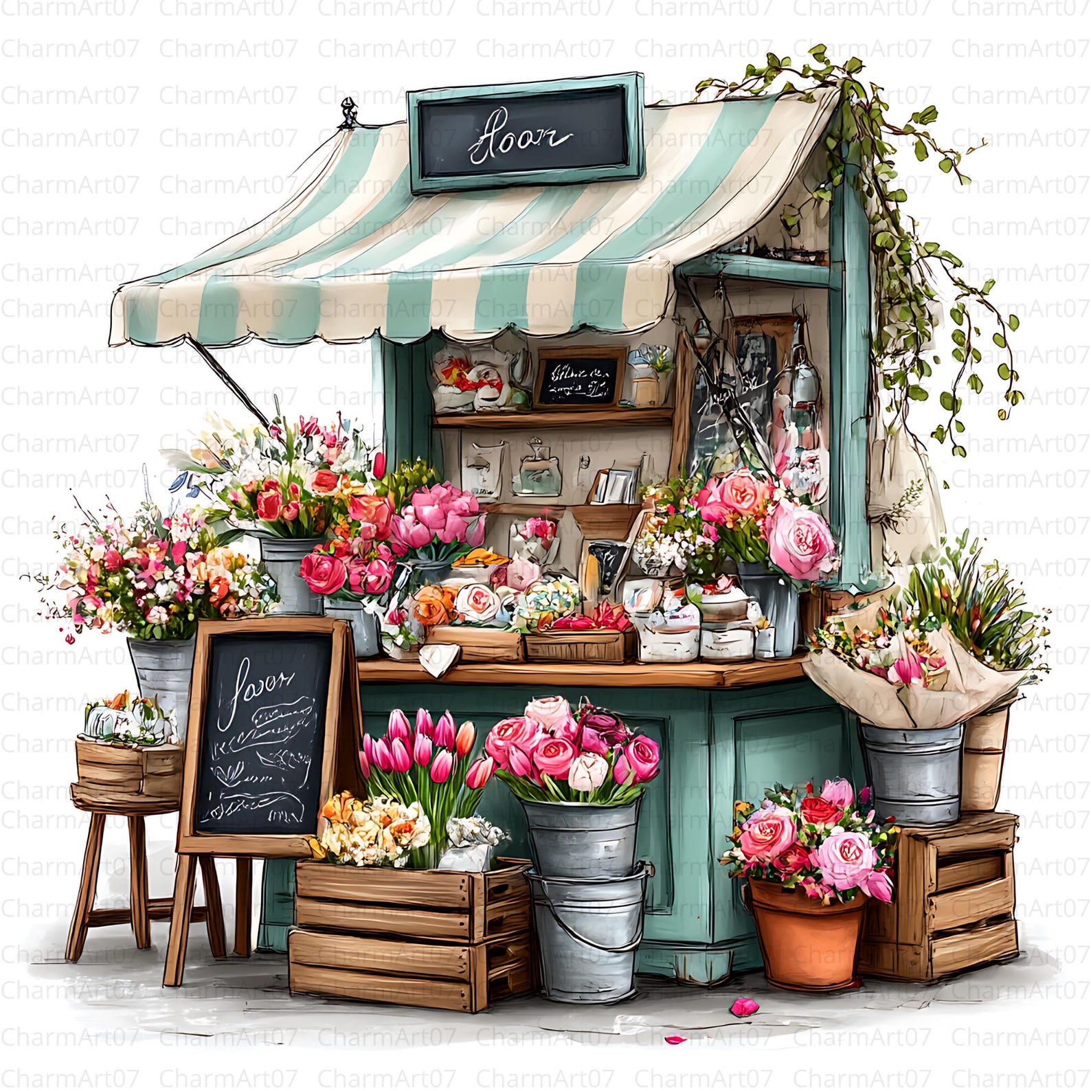 15 Flower Shop Clipart, Flower Market, Floral Store, Flower Store ...