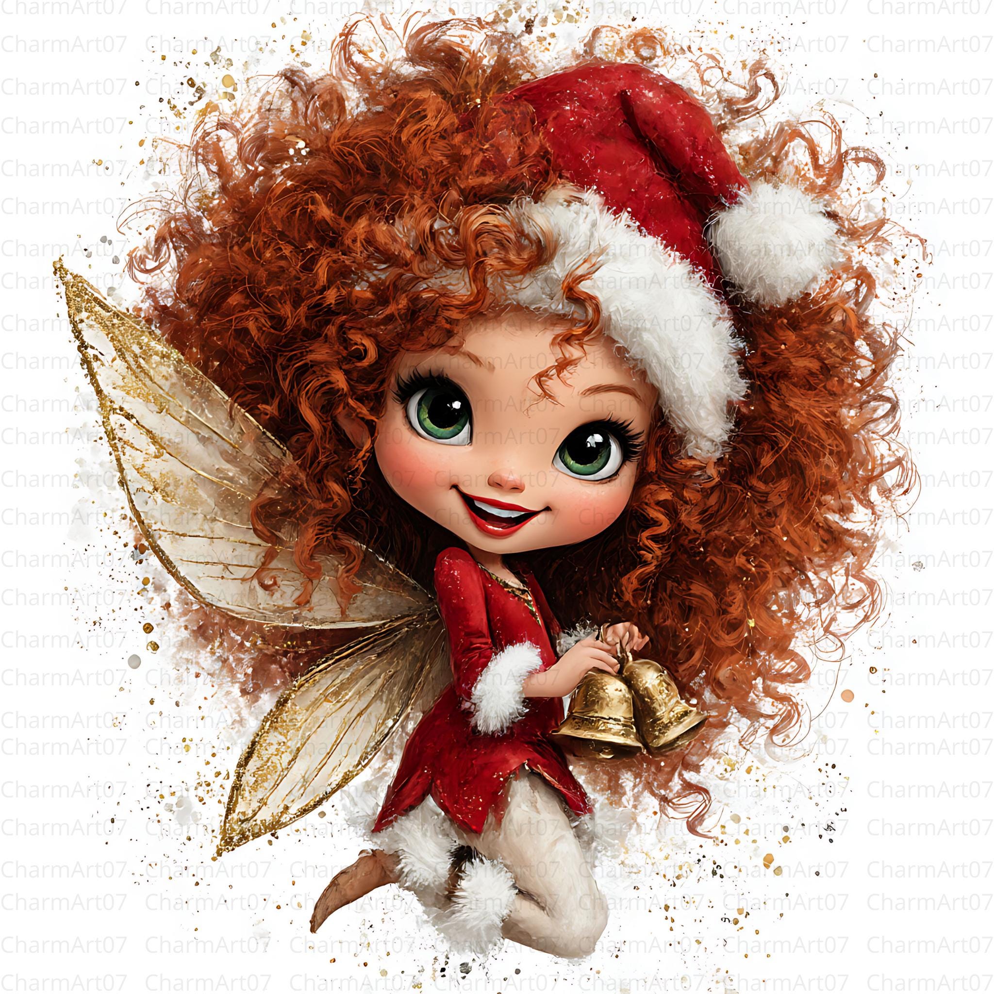 24 Christmas Fairy Clipart Bundle : Watercolor Santa, Junk Journal ...