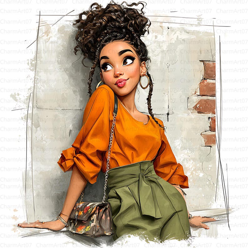African American Girls Clipart: Watercolor Fashion Graphics (JPG) - Etsy
