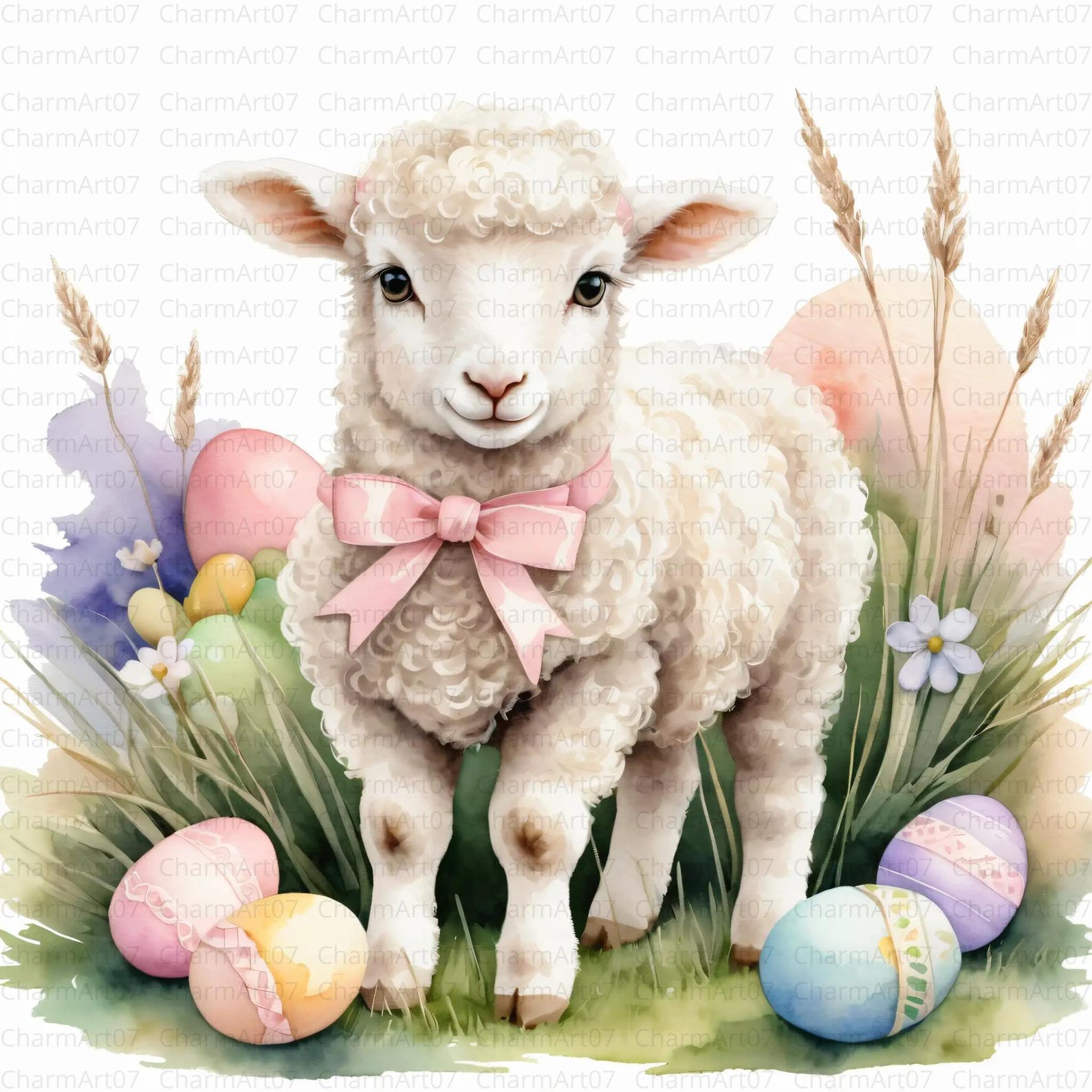 14 Easter Lamb Clipart, Printable Watercolor Clipart , High Quality JPG ...