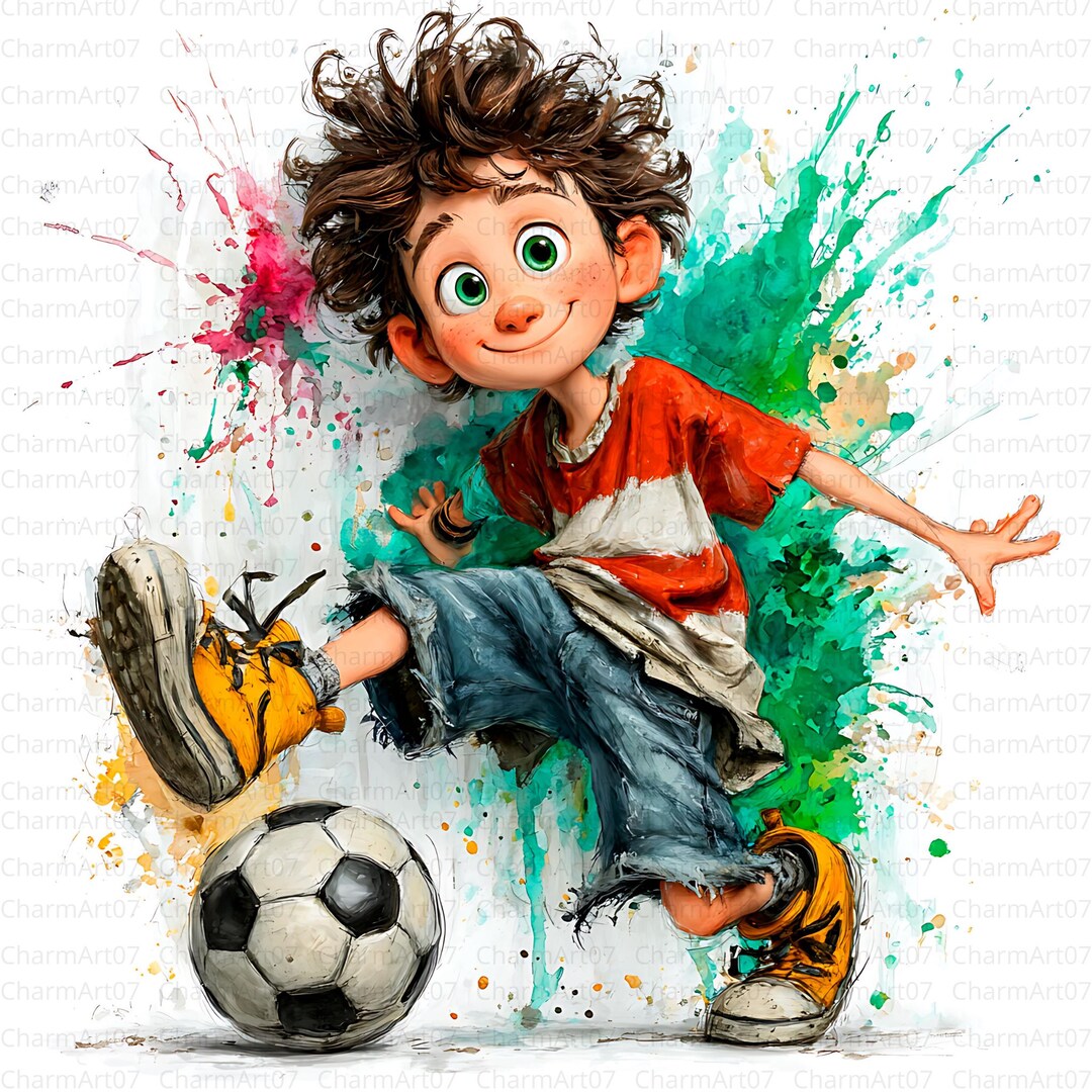 Soccer Boy Clip Art Bundle: Sporty Kids Graphics (digital Download, JPG ...