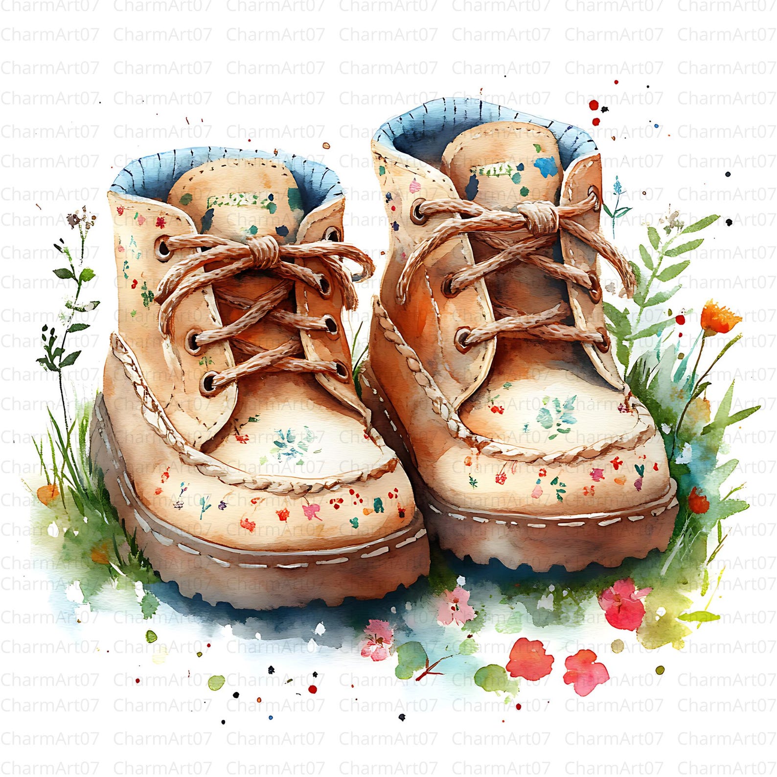 26 Baby Shoes Clip Art, Watercolor Baby Booties Printable Image ...