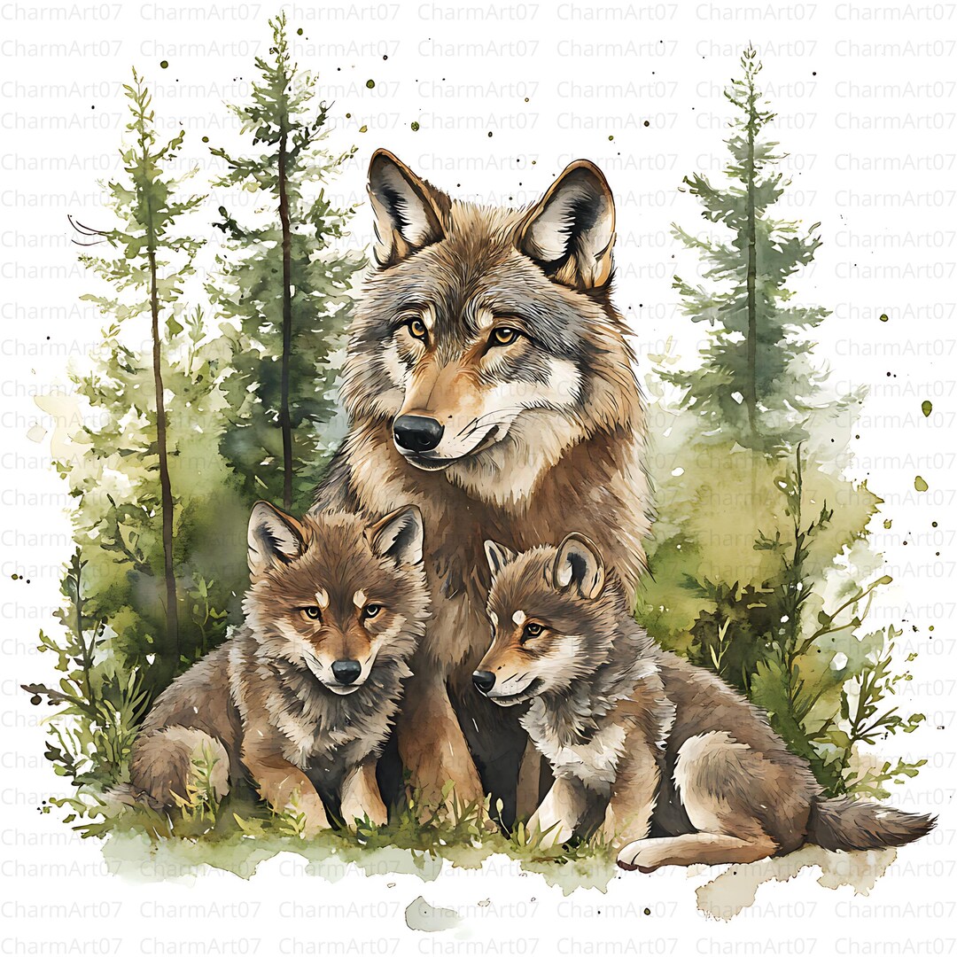 14 Wolf in Forest Clipart, High-quality Jpgs , Wolf in Snowy Landscape ...