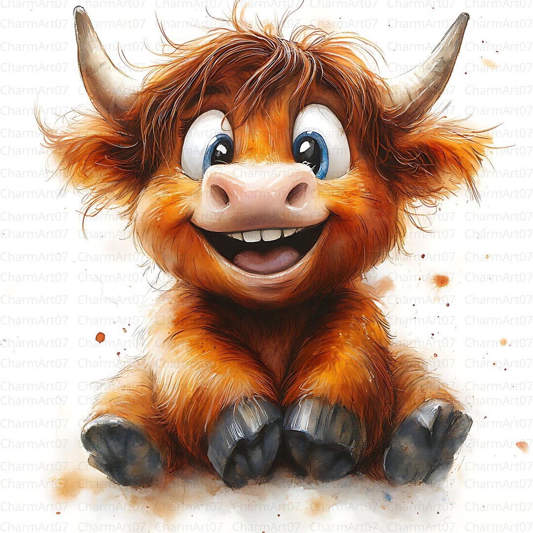 24 Quirky Highland Cow Clipart, Farm Animal Clipart, Funny Cow ...