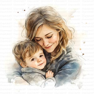 18 Watercolor Clipart Mother and Child, Mother's Day Card, Printable ...