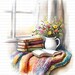10 Floral Window With Books Clipart Bundle, High Quality Watercolor ...