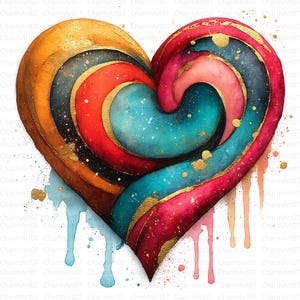 Watercolor Rainbow Heart Clipart, Whimsical Art (digital Download) - Etsy