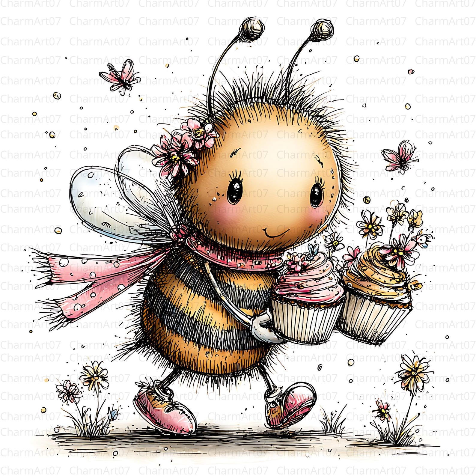 26 Whimsical Bee Clipart, Watercolor Insect Art (digital Download) - Etsy