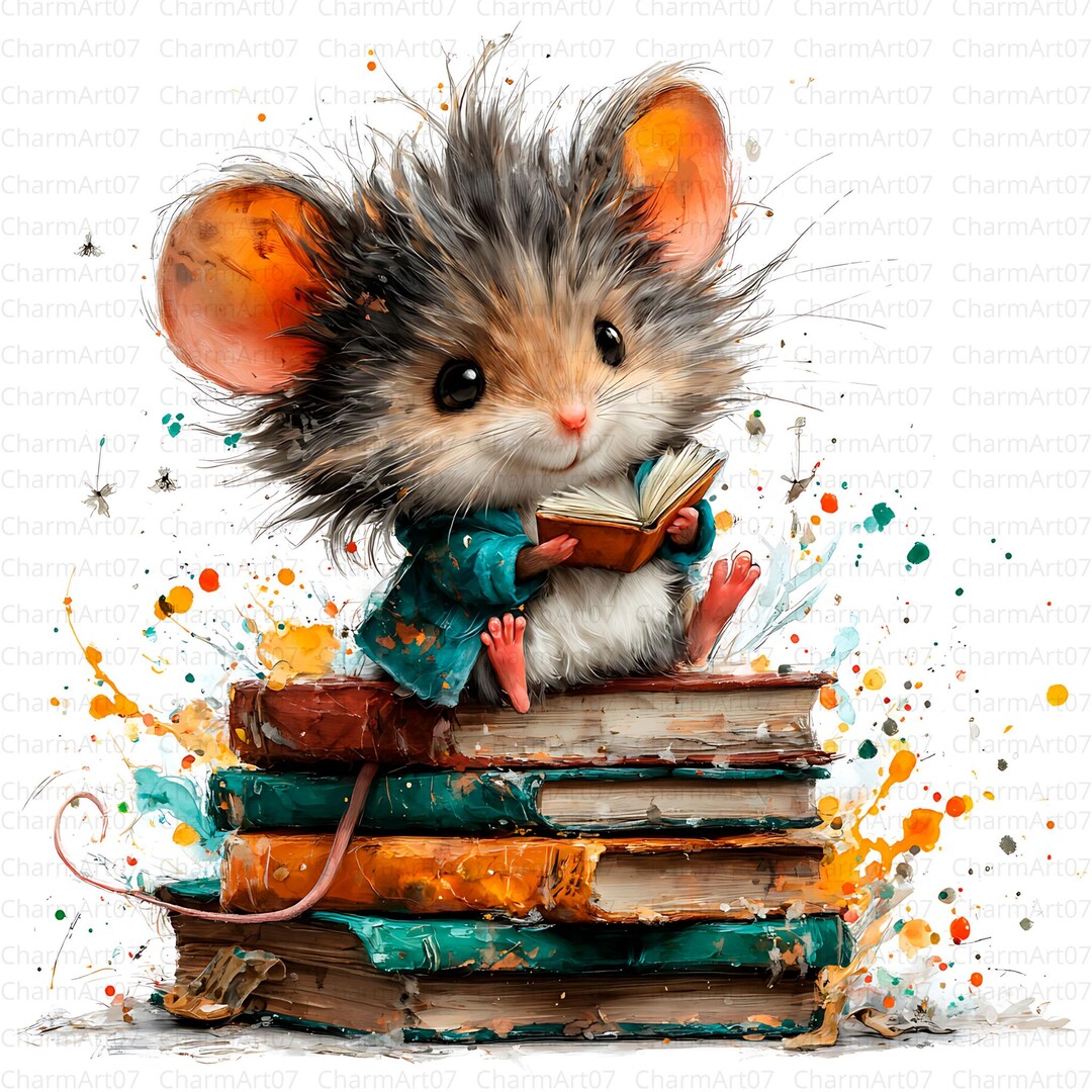 Studious Mouse Clipart Bundle: Funny Mice Illustrations (digital ...