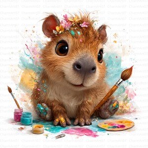 18 Cute Capybara Clipart Bundle, Baby Capybara, Printable Watercolor ...