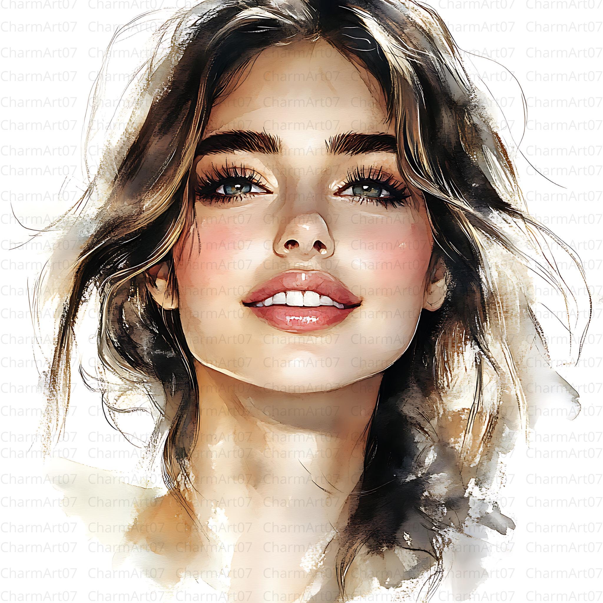 28 Woman Emotions Clipart, Woman Face Clipart, Printable Watercolor ...