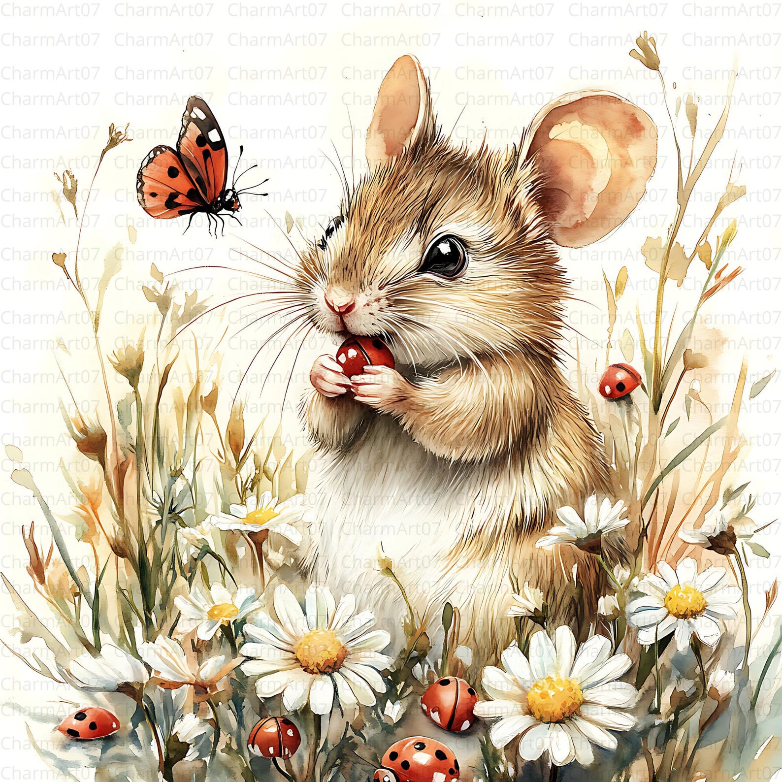12 Mouse Eating Clipart, Cute Mouse, Printable Watercolor Clipart, High ...