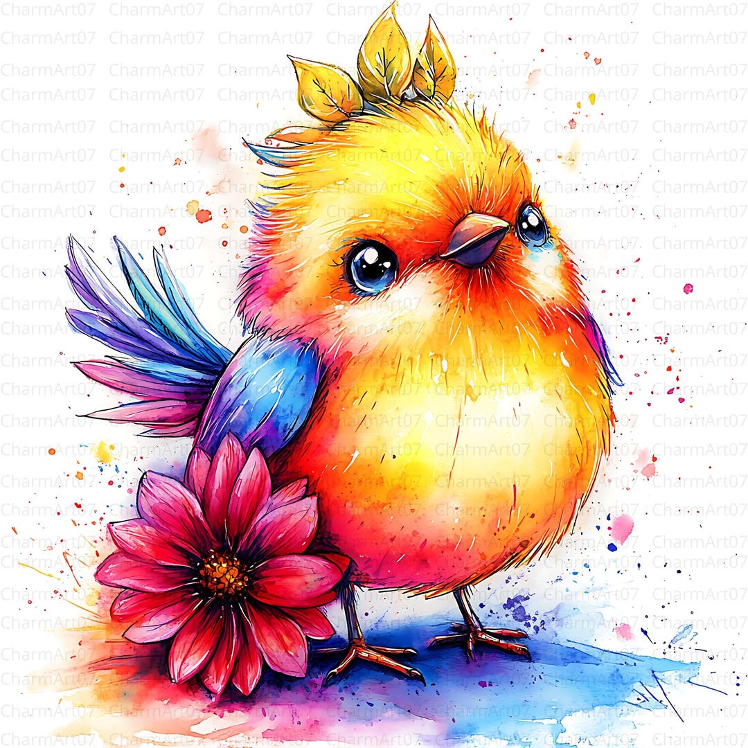 28 Whimsical Birds Clipart, Funny Birds, Digital Clipart, Watercolor ...
