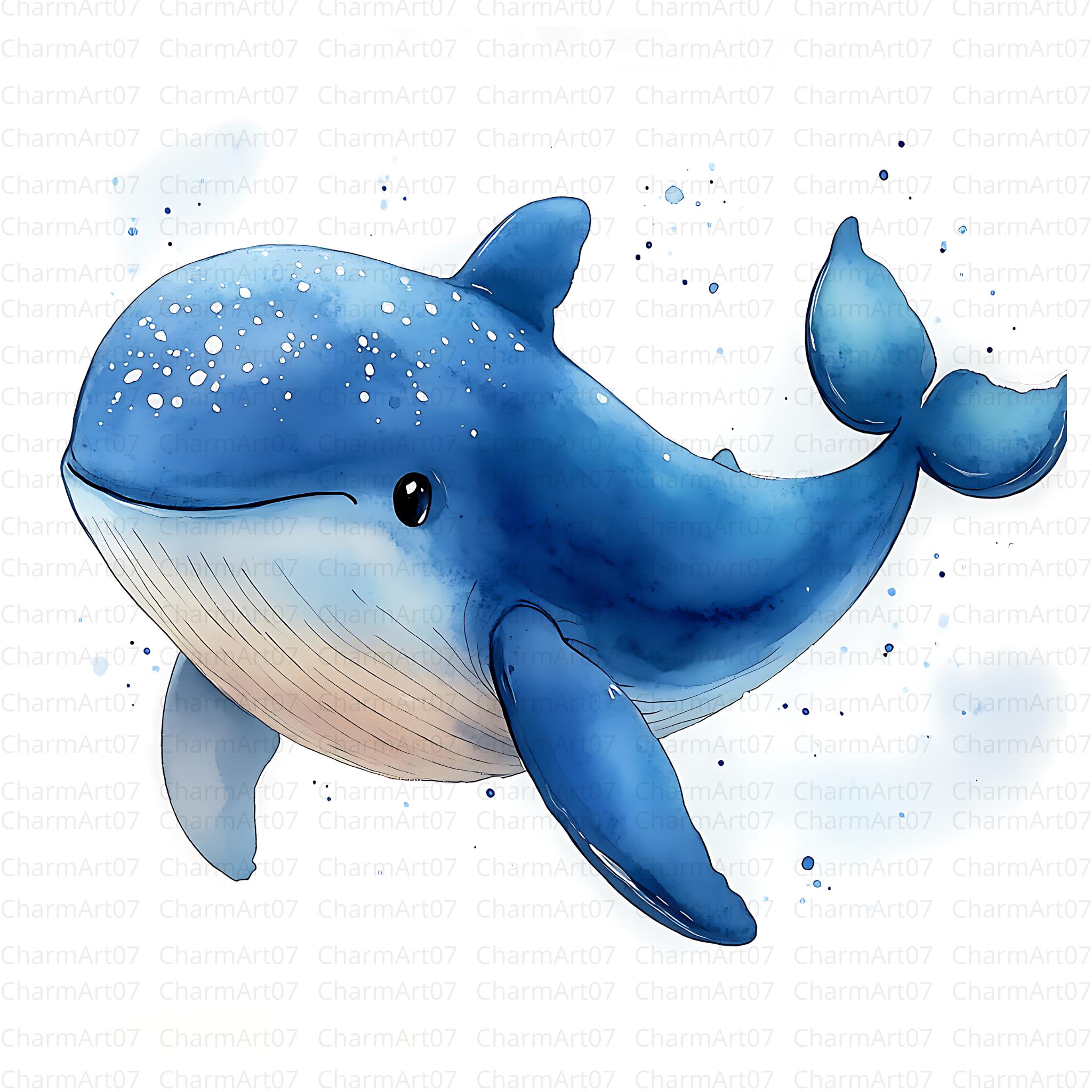 14 Cartoon Whale Clipart Bundle, Whale Illustration, Printable ...