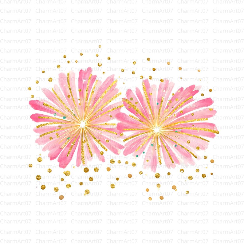 20 Colorful Fireworks Clipart, Rainbow Firecrackers, Sparkling ...