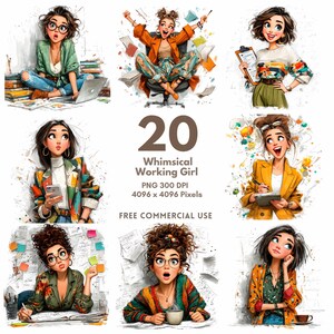 Whimsical Girls Clipart Set: Cute Watercolor PNG Bundle (digital ...