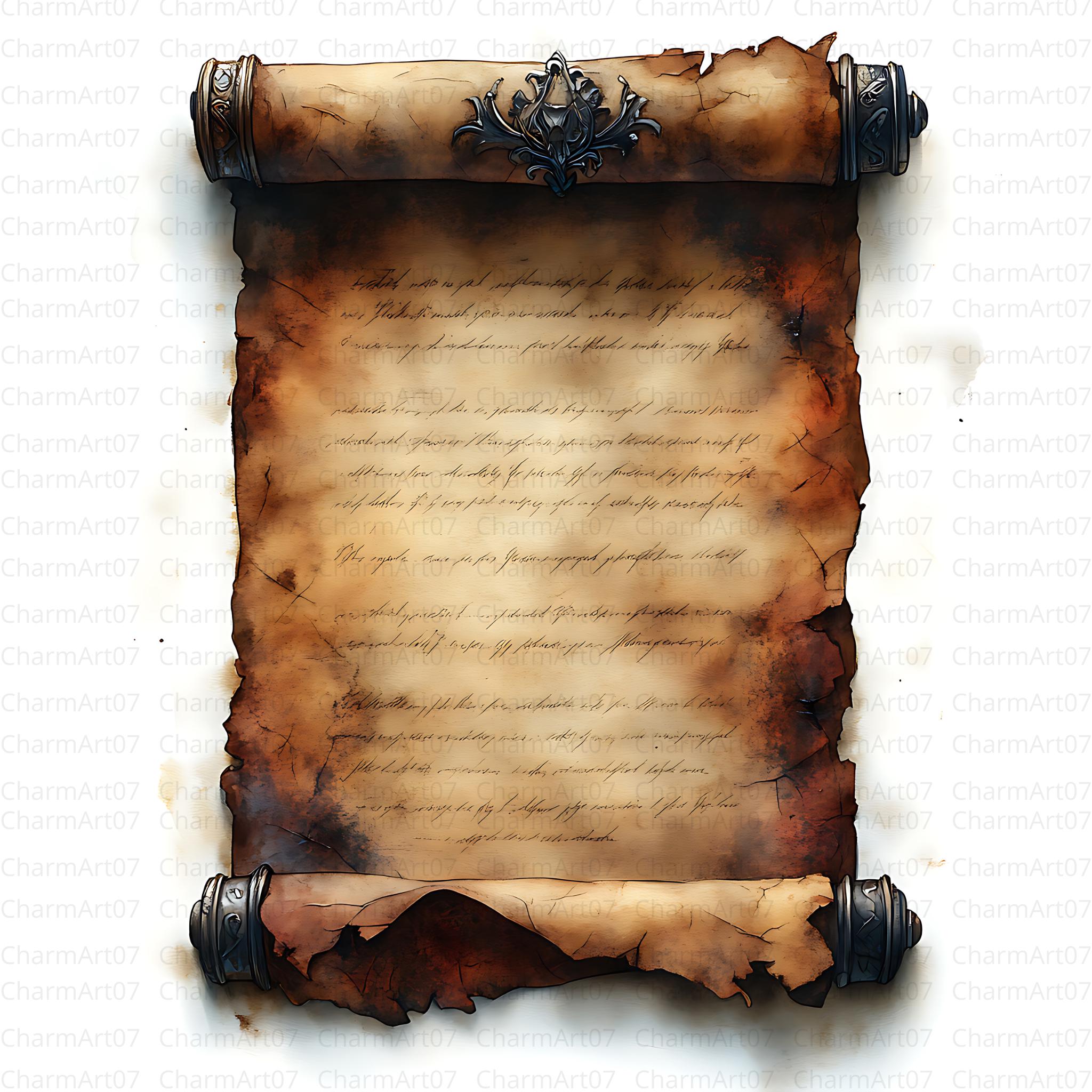 30 Medieval Scroll Clipart, Vintage Scroll, Printable Watercolor ...