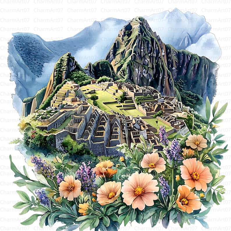 17 Machu Picchu Watercolor Clipart, High-quality Pngs, Watercolor Lost ...