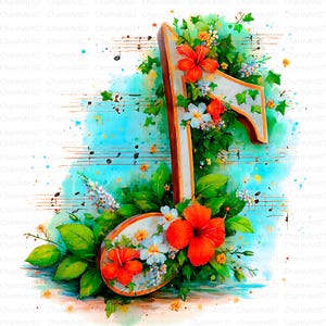 Watercolor Music Notes Clipart, 18 Music Wall Art, Music Note ...