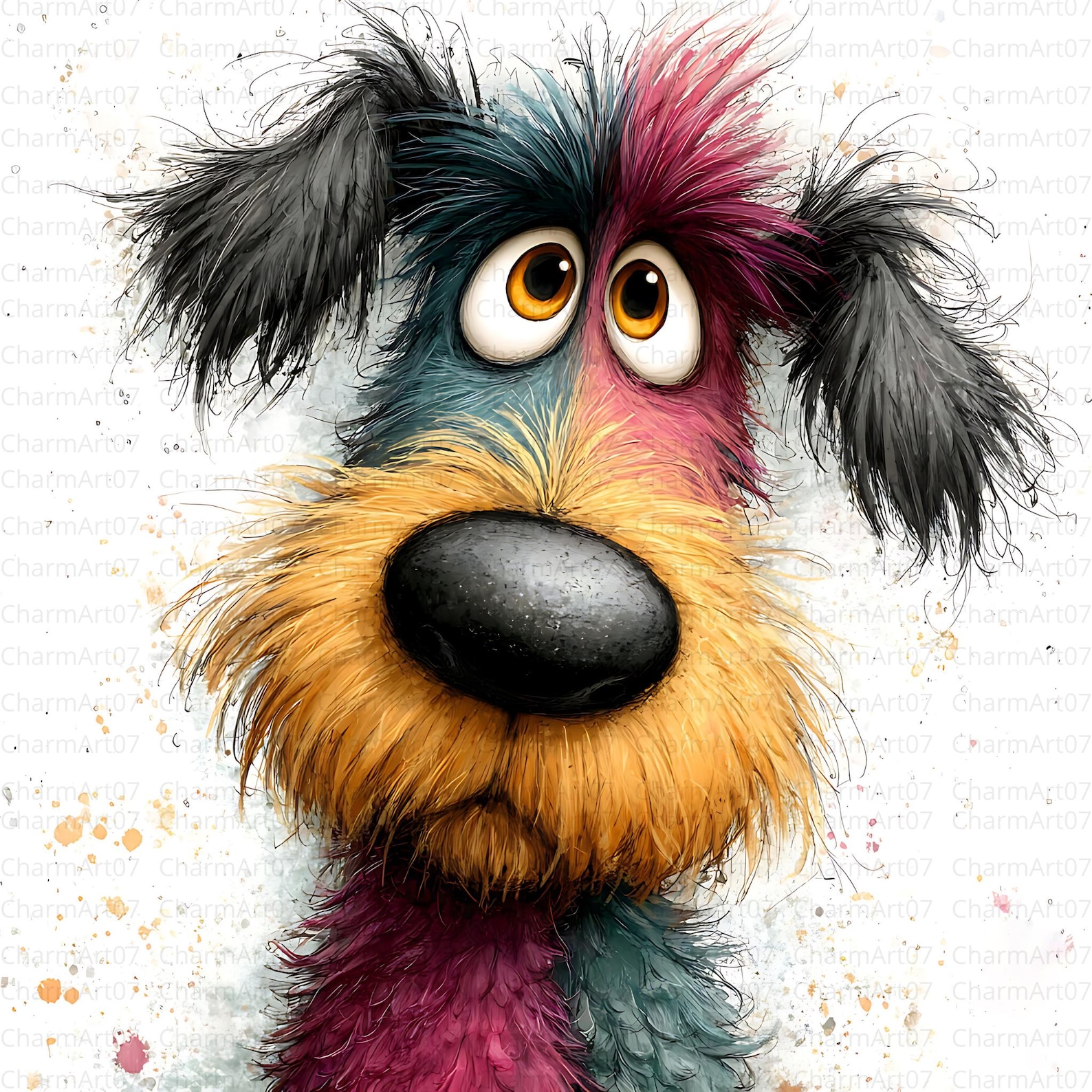Colorful Dog Clipart: Whimsical Puppy Illustrations for Commercial Use ...