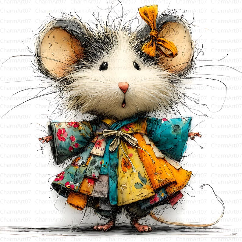 Funny Mouse Clipart: Quirky Comic Mice Illustrations (digital Download ...