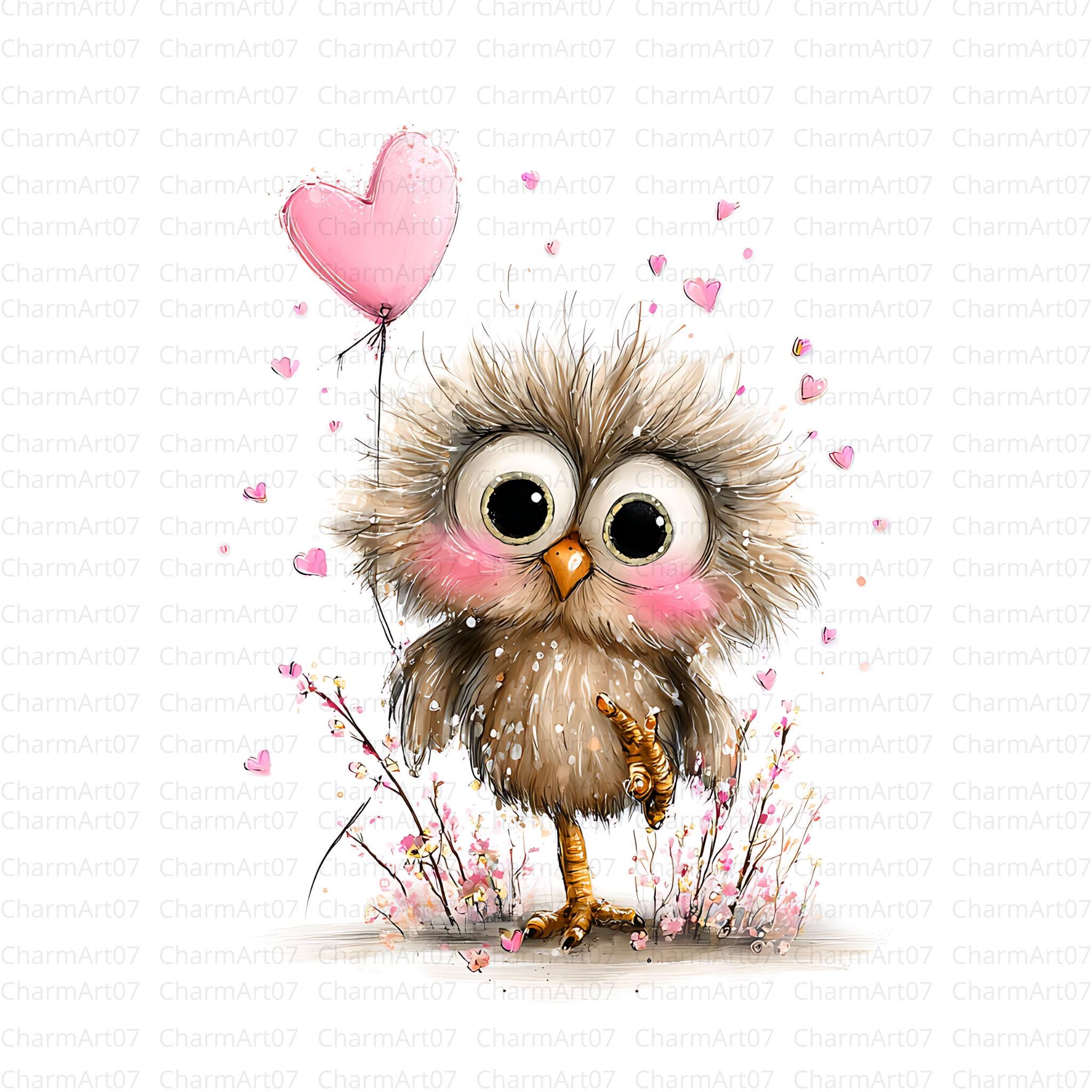 30 JPG Whimsical Valentine Sweet Animals Set: Romantic Watercolor ...