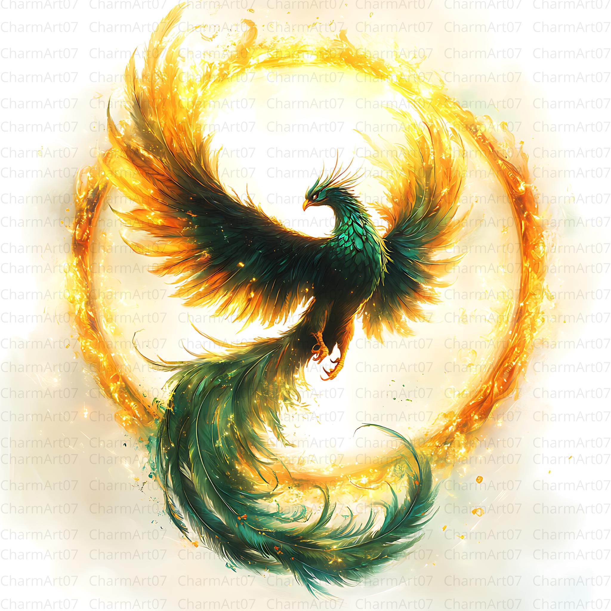 Magical Phoenix Watercolor PNG Set, Mythical Phoenix 24 Clipart Bundle ...