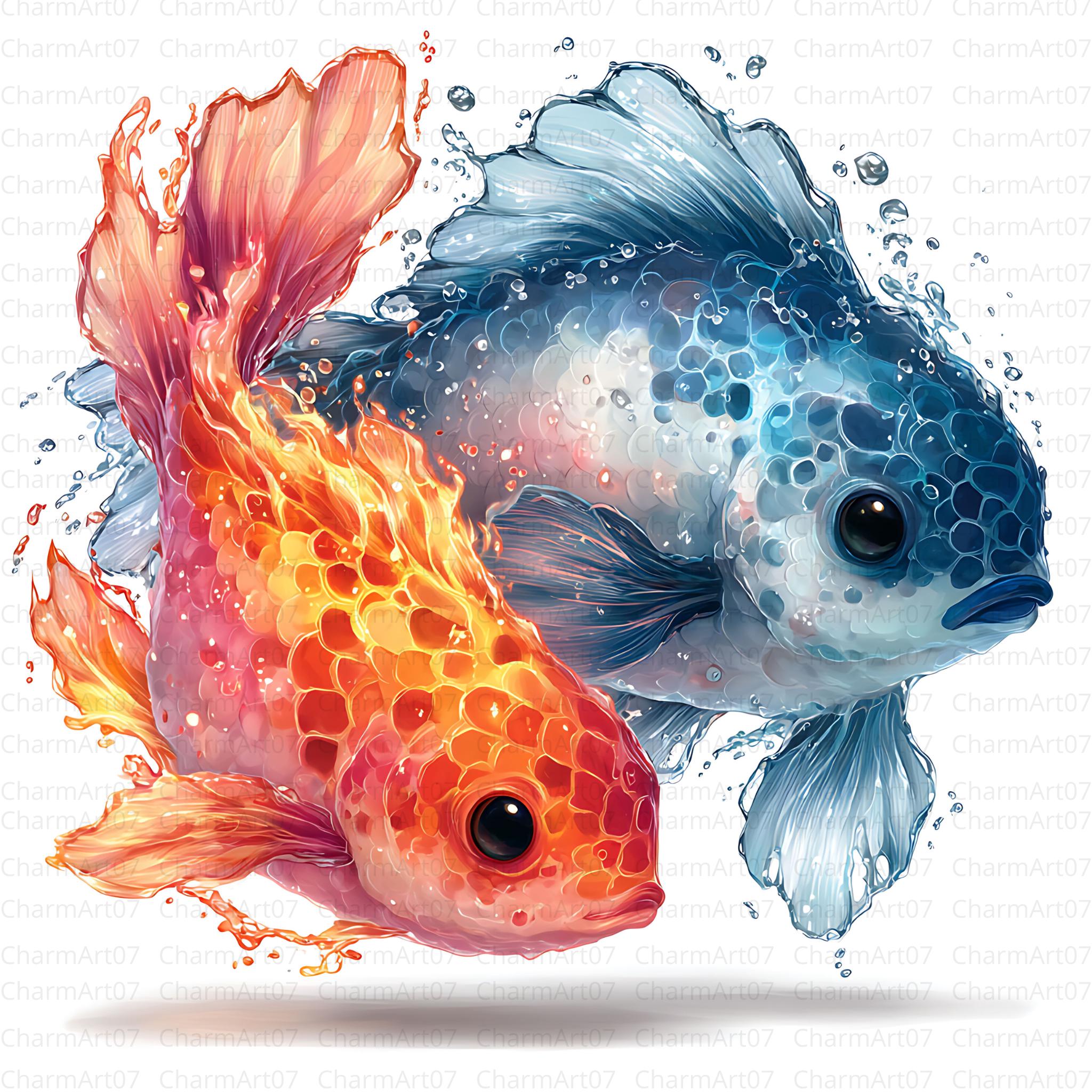 30 Colorful Fish Clipart Bundle: Nautical Art JPG Images (digital ...