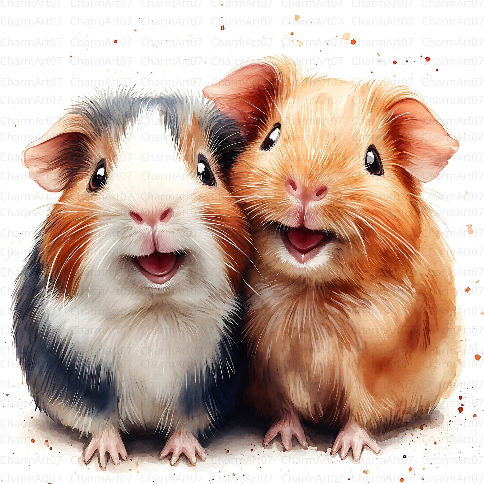20 Clipart Cute Watercolor Guinea Pig, Cute Guinea Pig, Printable ...