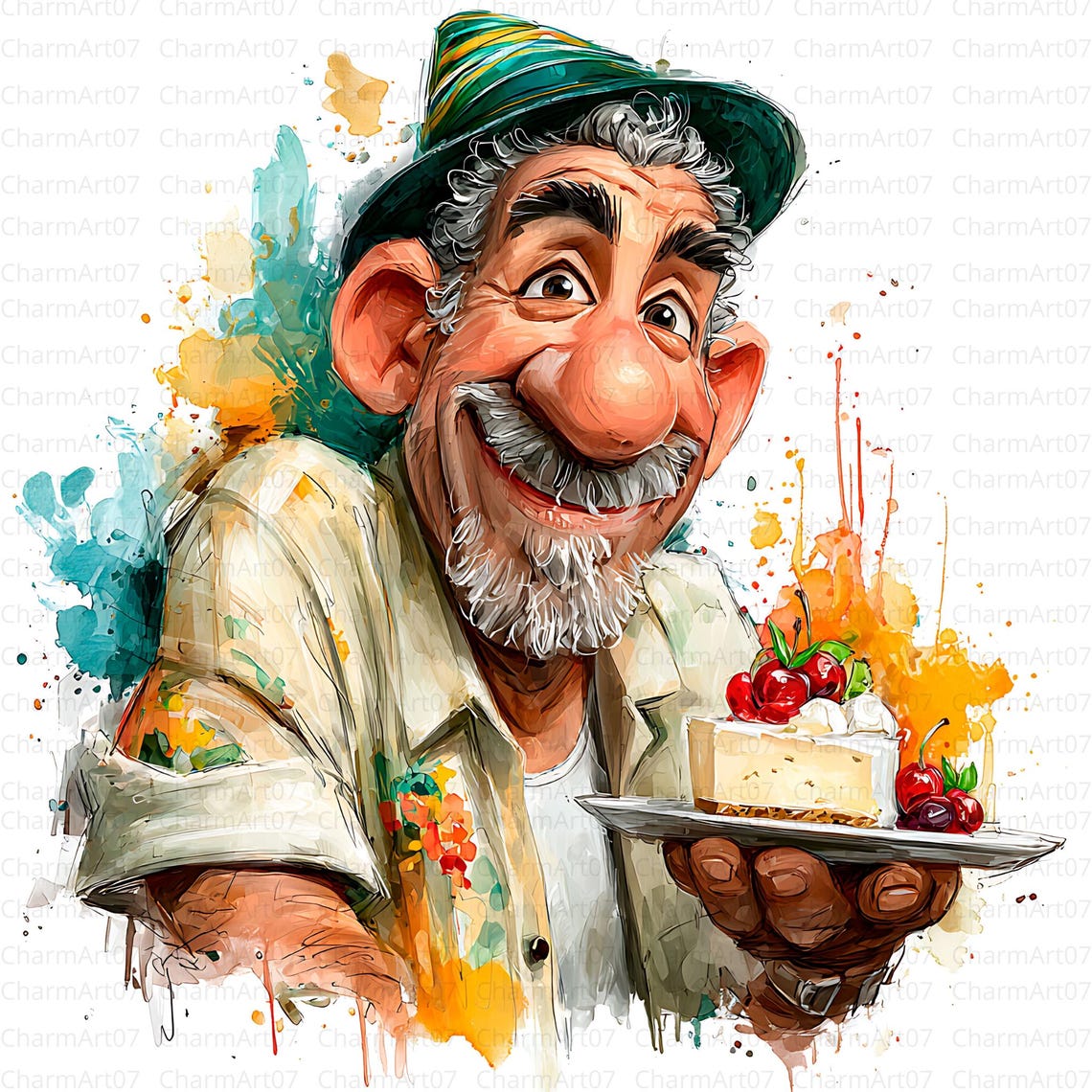 Watercolor Old Man Clipart Bundle: Birthday Senior Graphics (JPG ...