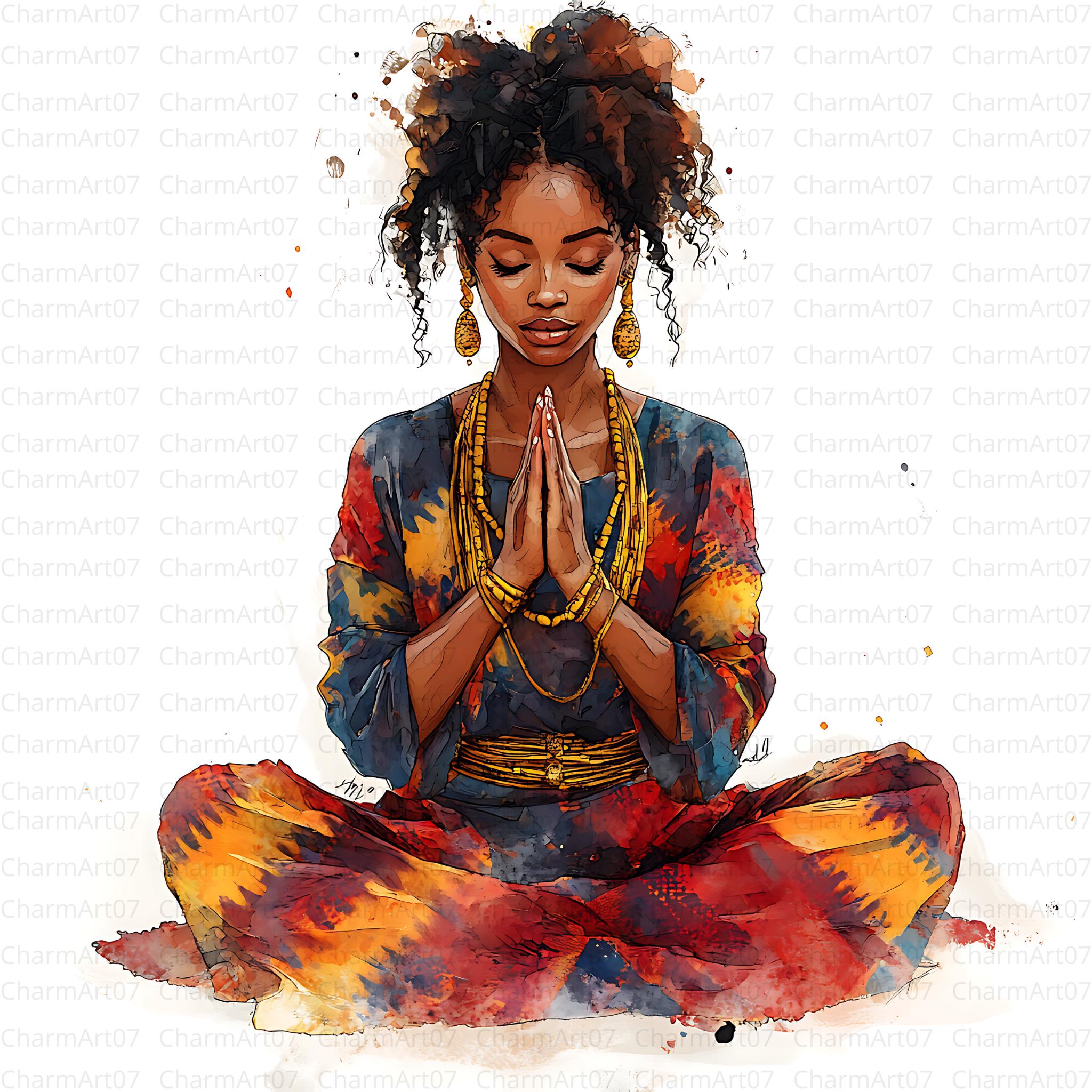 22 Black Girl Praying Clipart Jpgs, Women of All Ages, Woman of Faith, Praying Black Women ...