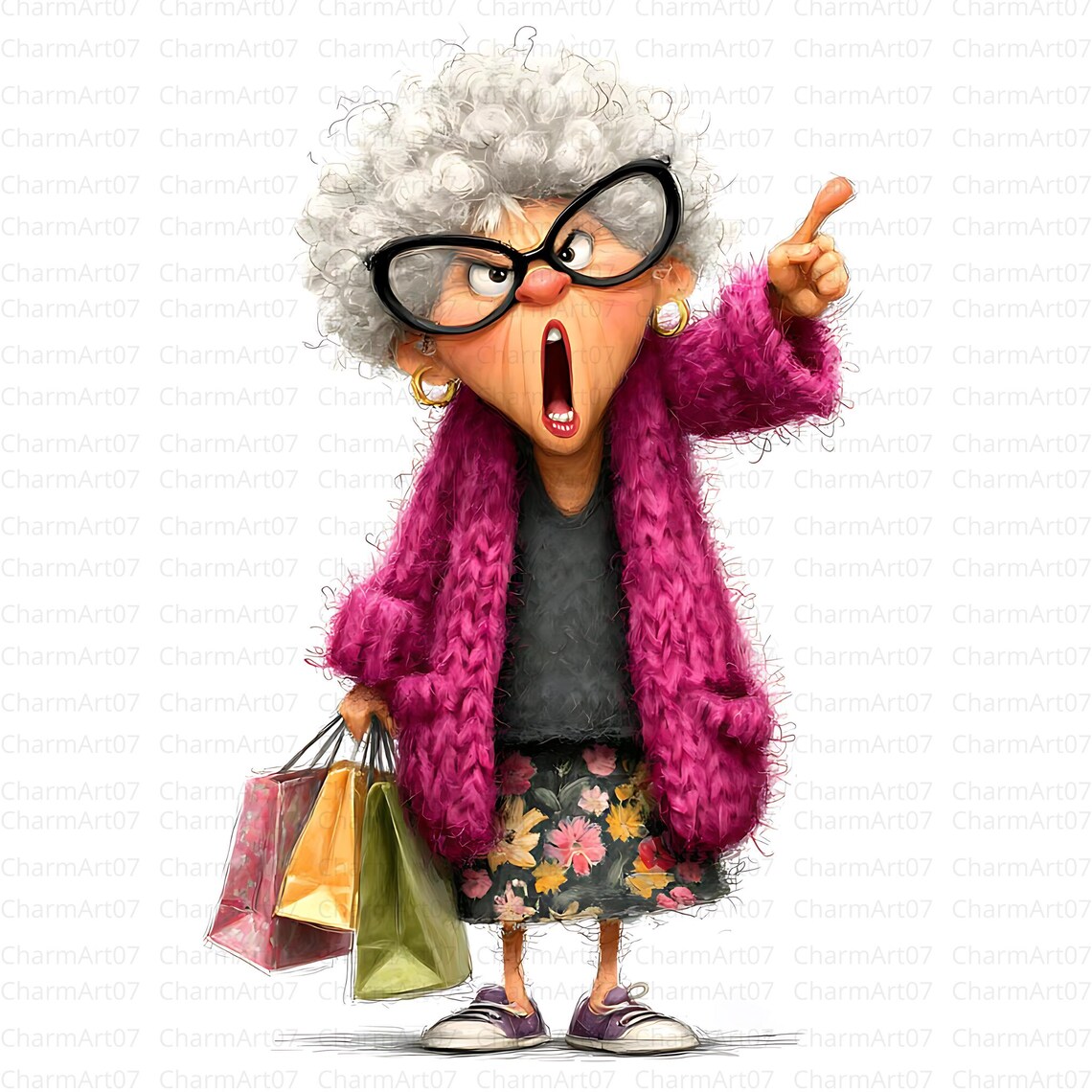 Grumpy Old Lady Clipart: Funny Grandma JPG Images (digital Download) - Etsy
